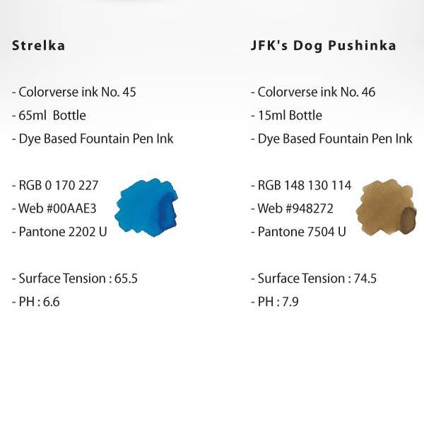 Colorverse Strelka & JFK's Dog Pushinka Ink (No. 45 & 46) – Pure Pens